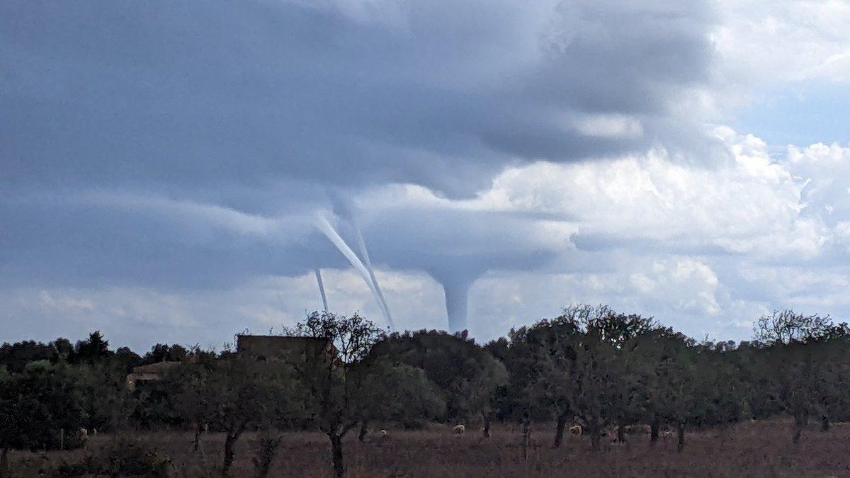 Mallorca waterspouts or marine tornadoes off Santanyí, freak storms hit