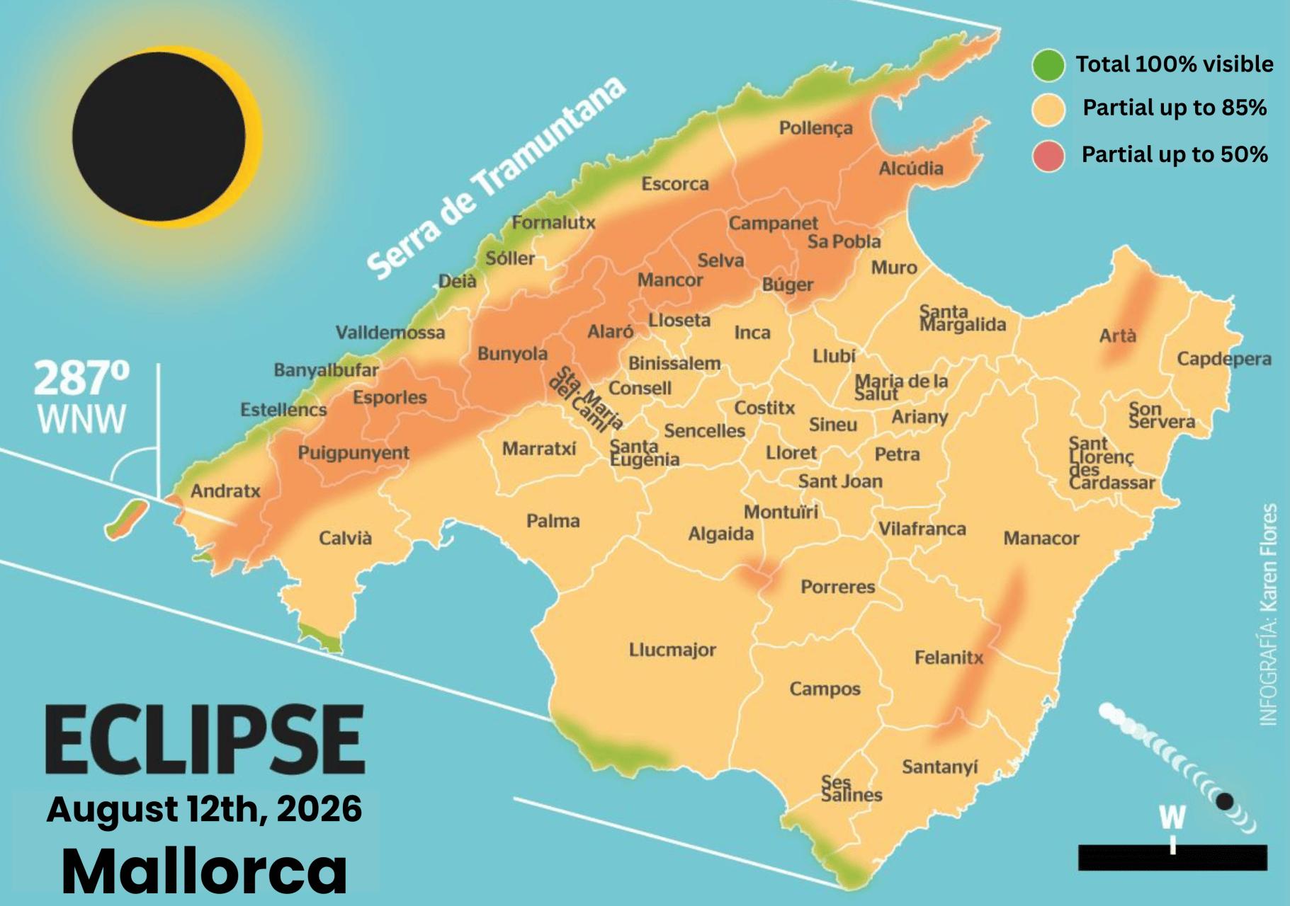 Mallorca maps 19 key spots for Total Solar Eclipse crowds and traffic