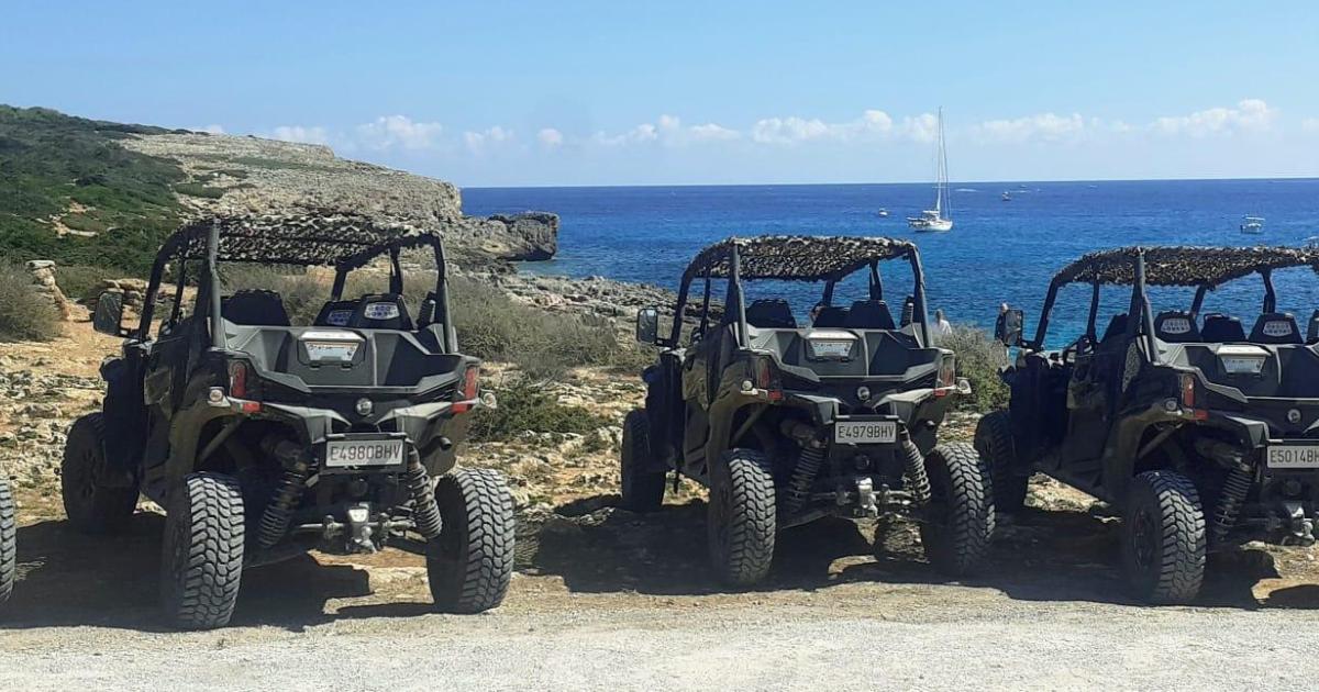 Buggy rental company driving and parking in s'Algar protected area
