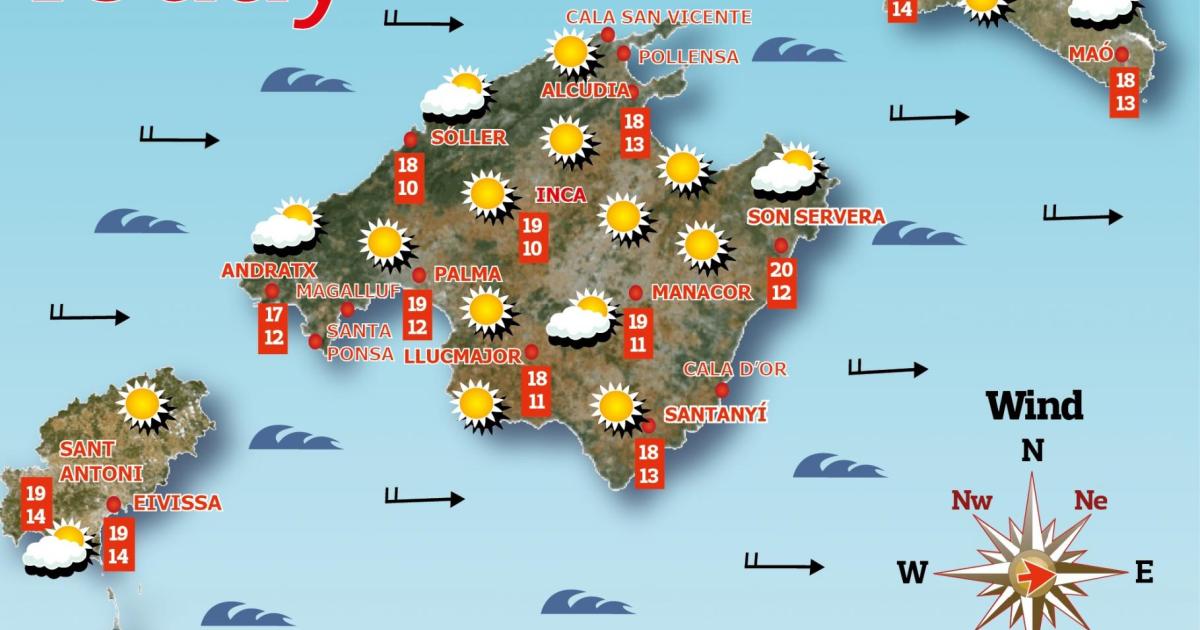 Majorca weather for Tuesday 28 December