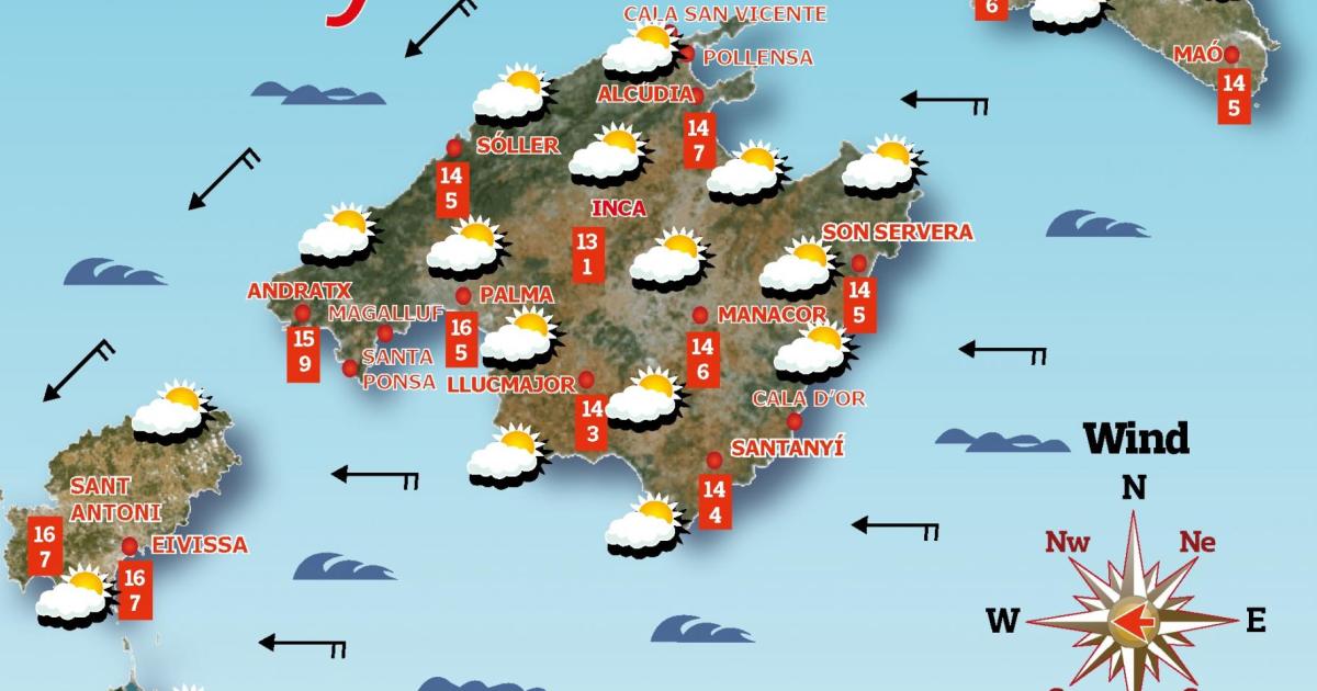 Majorca weather Tuesday 25 January
