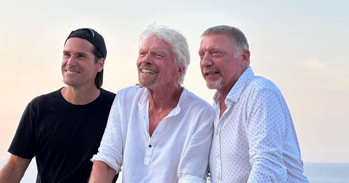 Tennis greats with Branson
