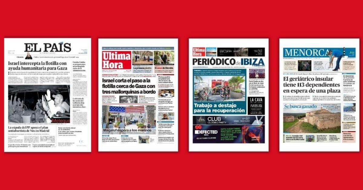 Thursdays's newspaper front pages in Spain