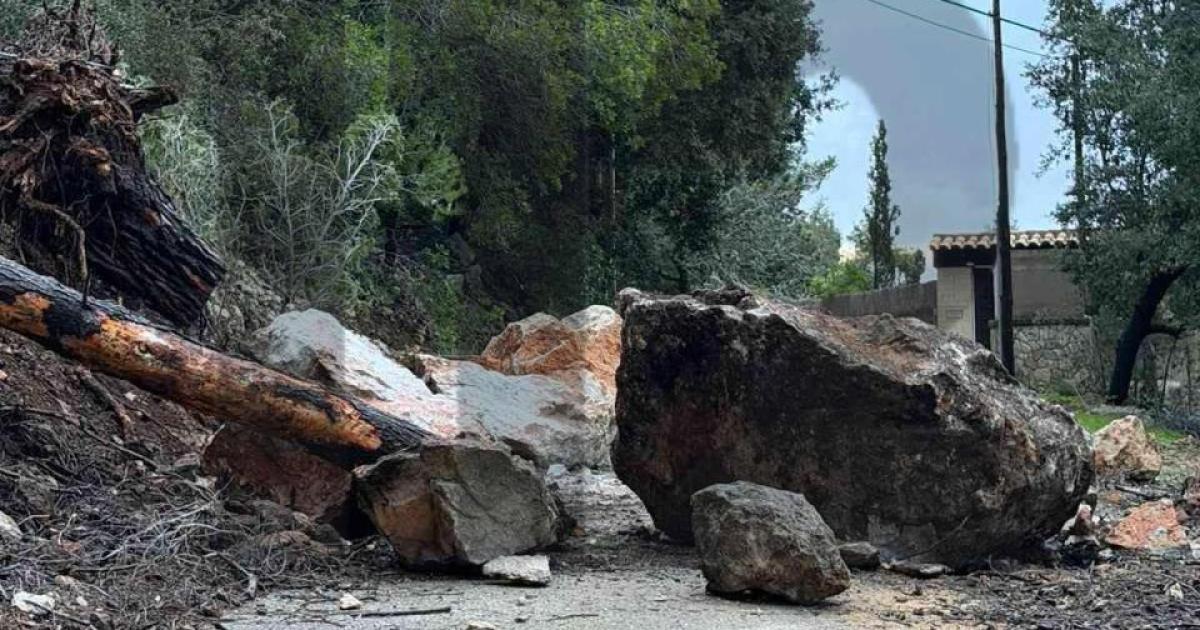 Rockfall isolates homes in Esporles amid heavy rain warning in the ...